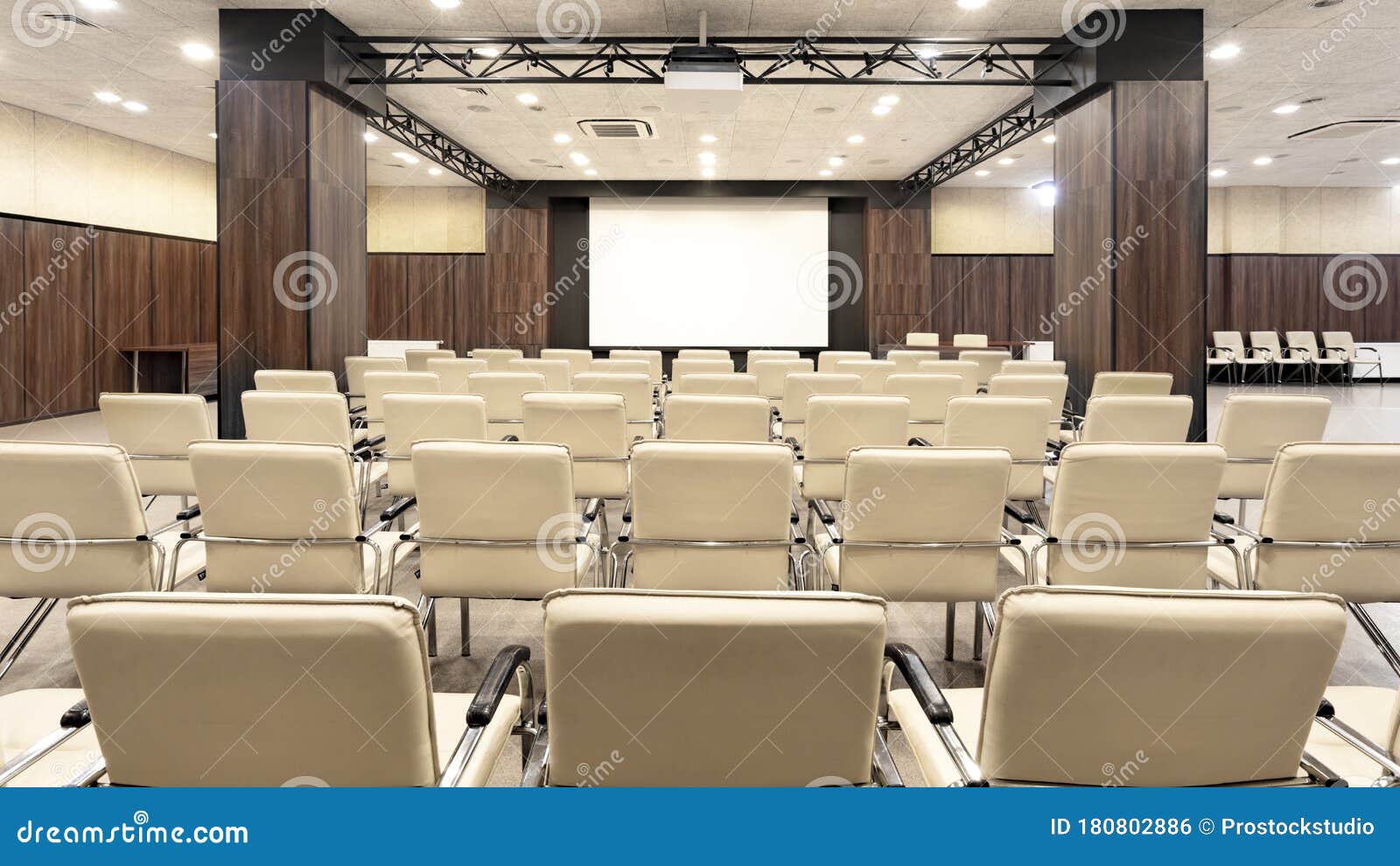 Empty Conference Room for Presentations with Screen Stock Photo - Image ...