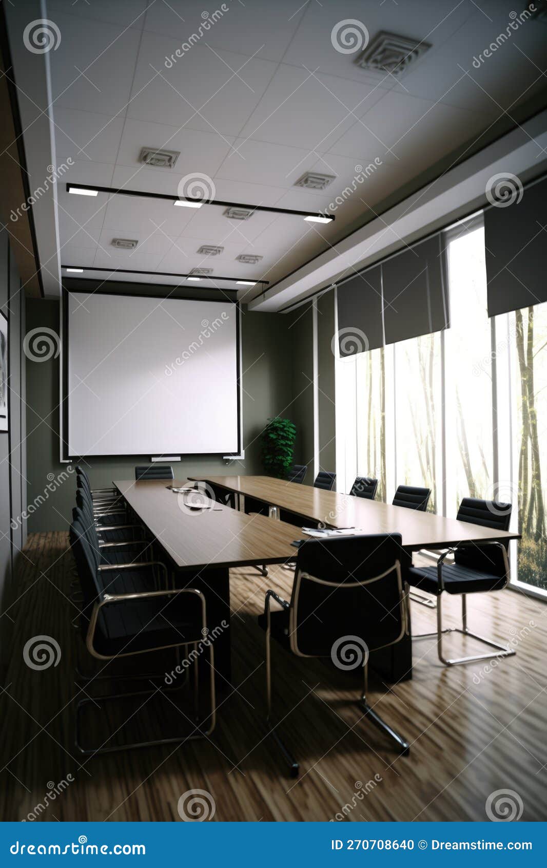 Empty Conference Room with Table Over White Board in Office, Created ...