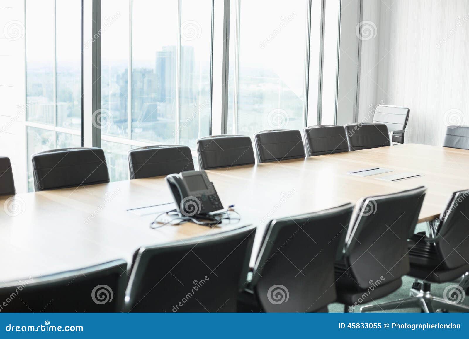Empty Conference Room with Telephone Stock Image - Image of warsaw ...