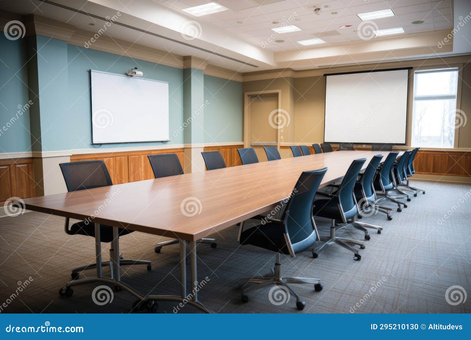 Empty Conference Room with a Two-sided Table Stock Photo - Image of ...