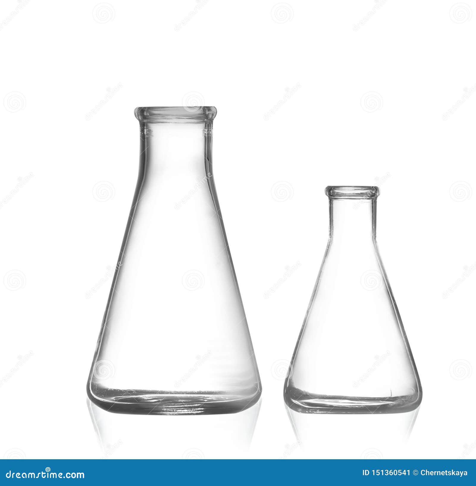 Empty Conical Flasks on White. Chemistry Glassware Stock Image - Image ...