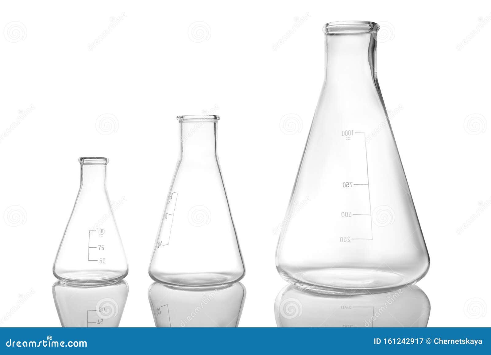 Empty Conical Flasks on Background. Laboratory Glassware Stock Image ...