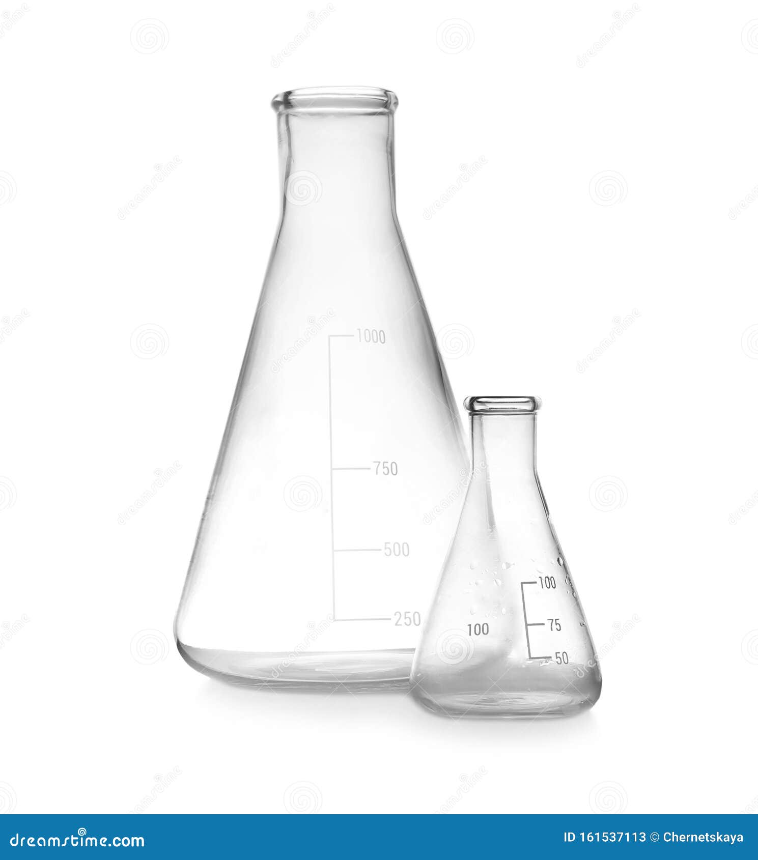 Empty Conical Flasks on White Background Stock Image - Image of empty ...