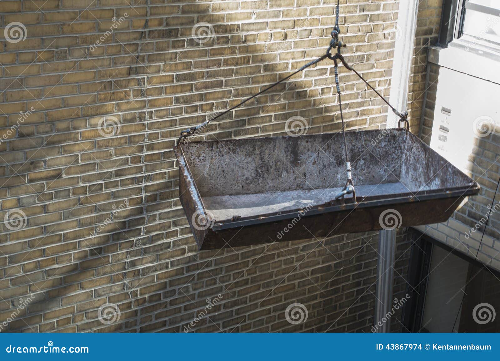 Empty Construction Bucket on Hoist Stock Photo - Image of bucket ...