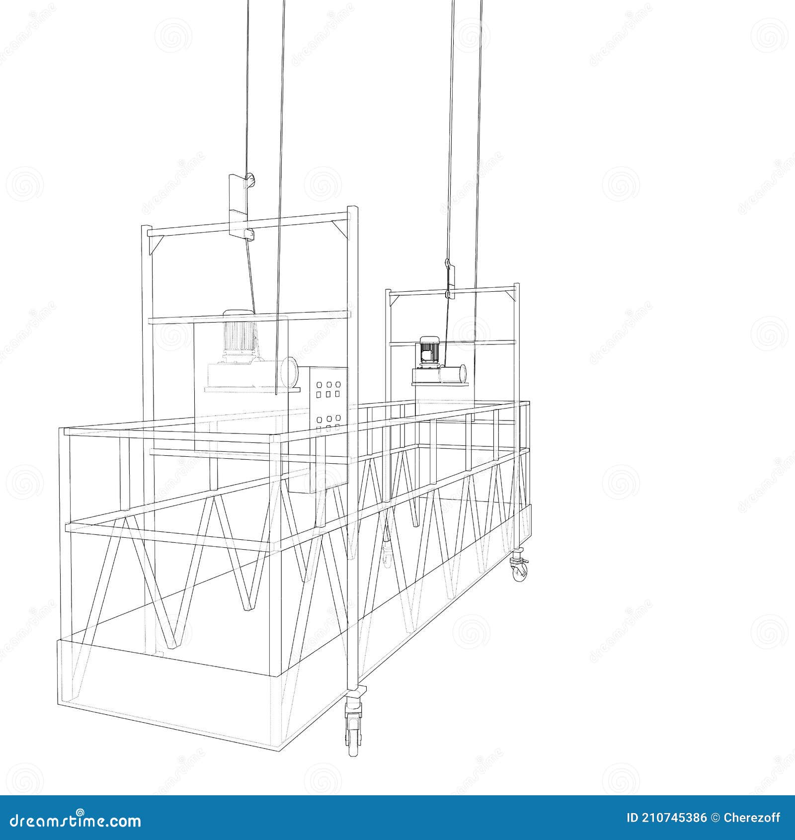 Empty Construction Elevator. Vector Stock Vector - Illustration of wall ...
