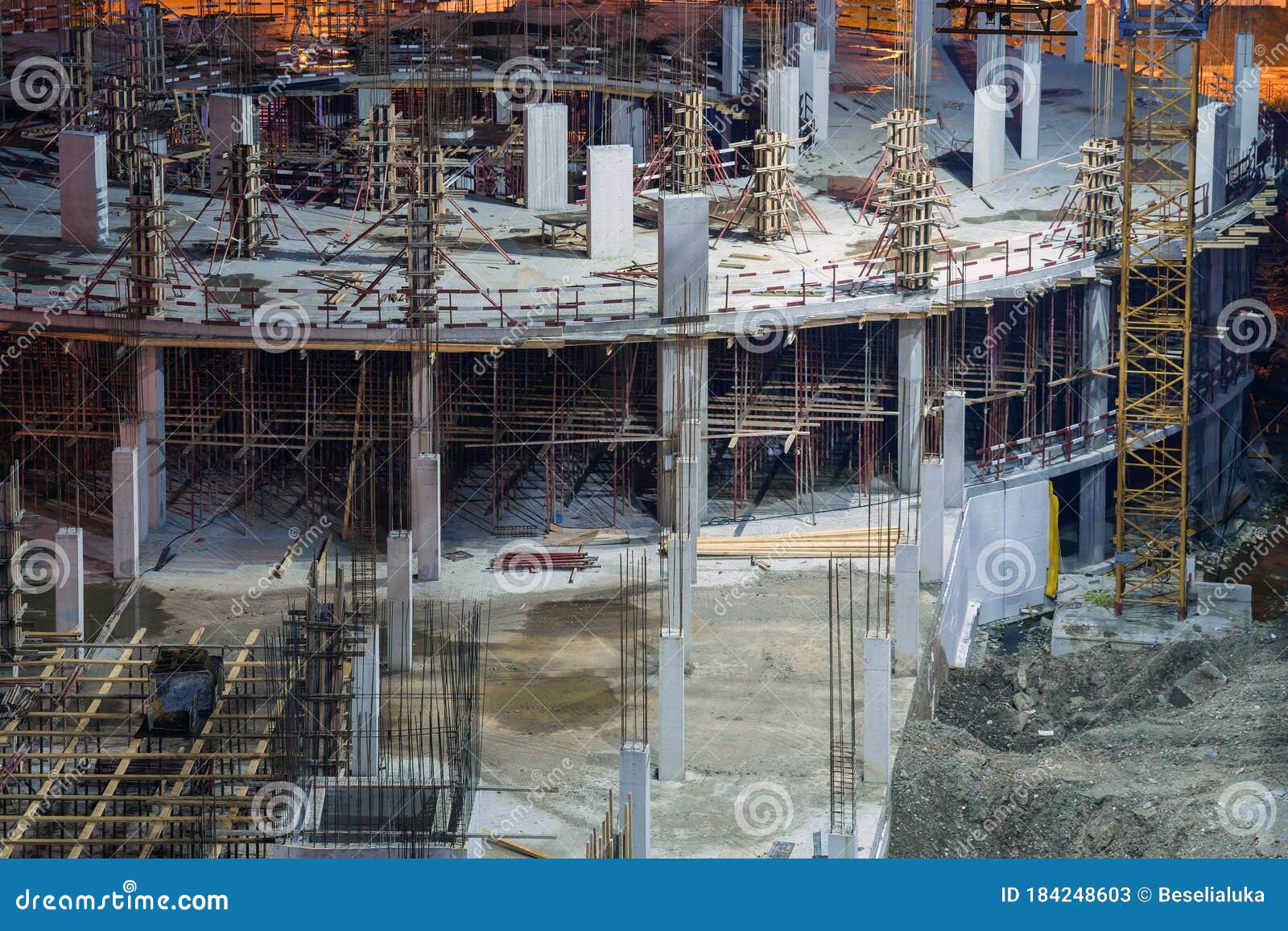 Empty Construction Site at Night Stock Image - Image of engineer, empty ...