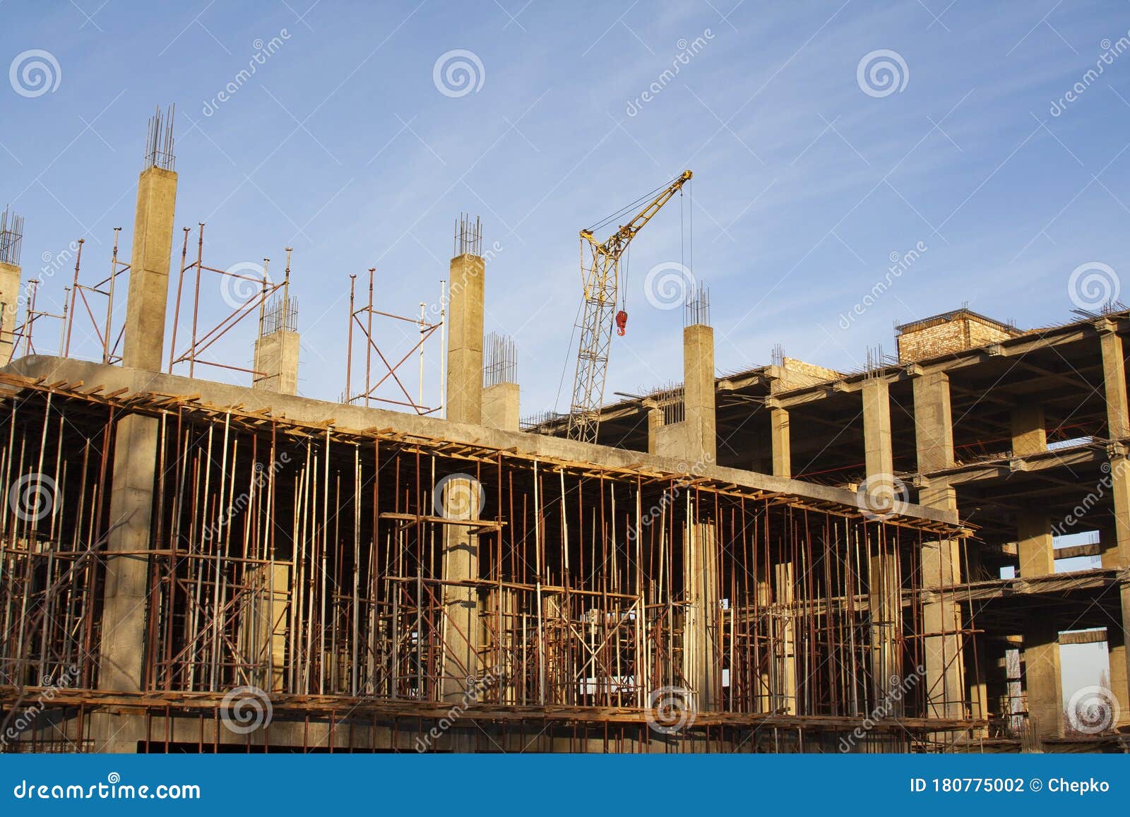 Empty Construction Site with Unfinished Incomplete Building Stock Photo ...
