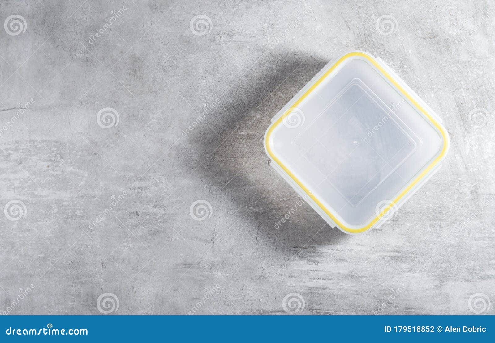 Empty Container or Box for Food on Gray Table Stock Photo - Image of ...