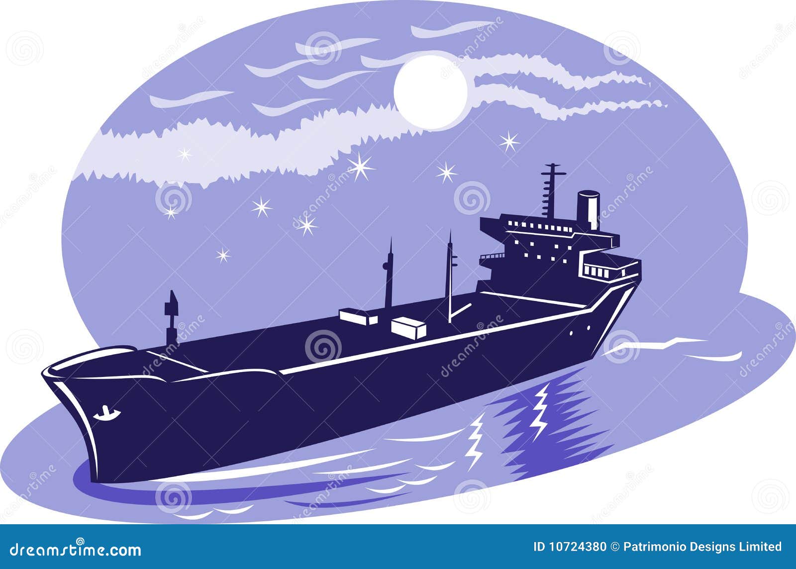 Empty Container Ship with Moon Stock Illustration - Illustration of ...