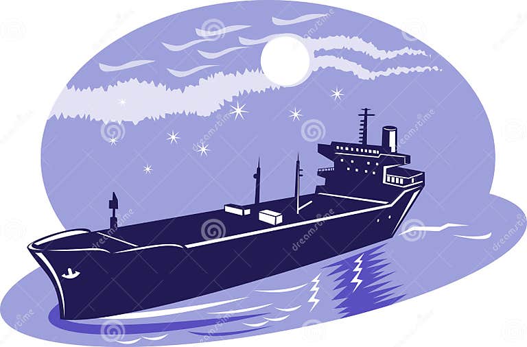 Empty Container Ship with Moon Stock Illustration - Illustration of ...