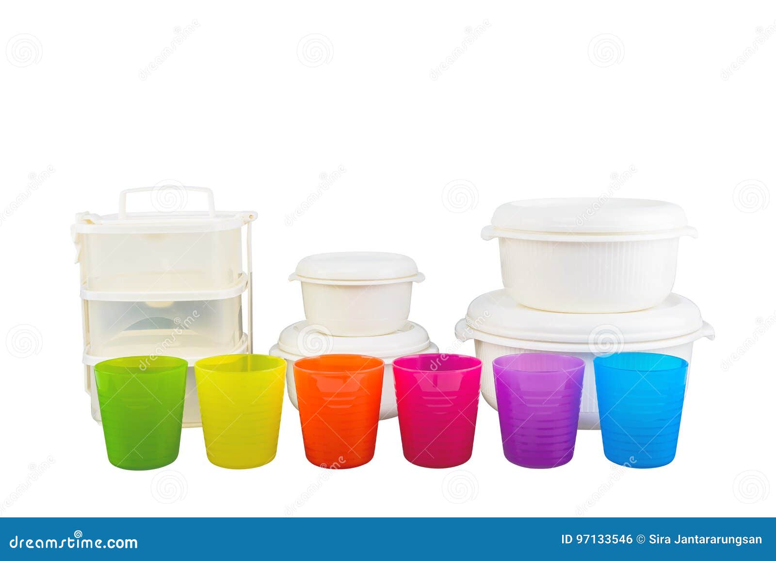 Empty Containers for Food Isolated on White Background Stock Photo ...