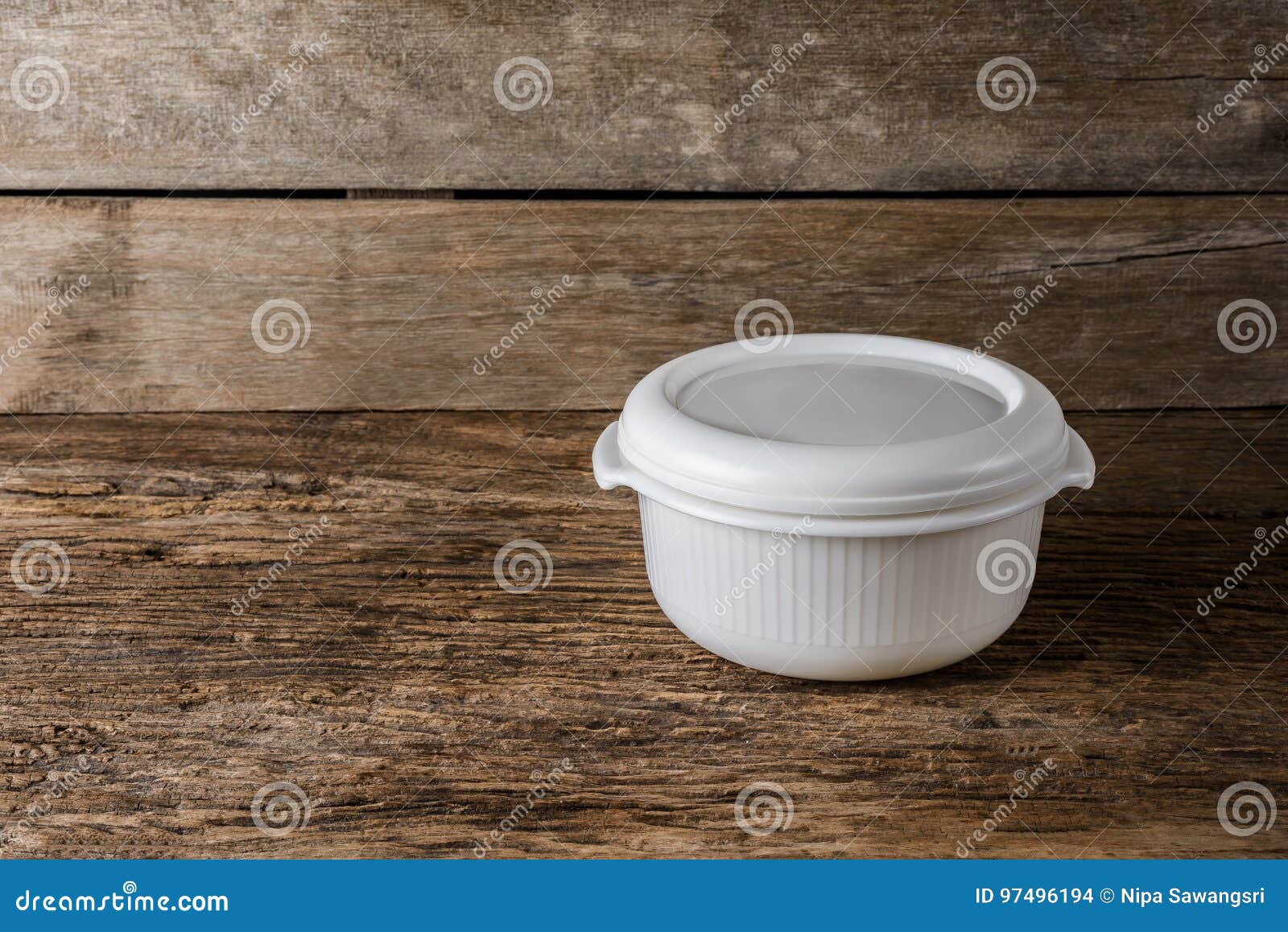 Empty Containers for Food on Wooden Background Stock Photo - Image of ...