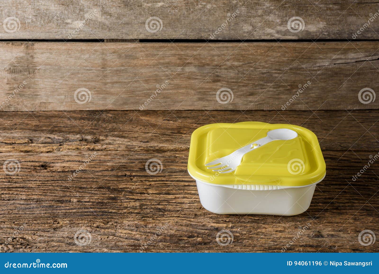 Empty Containers for Food on Wooden Background Stock Photo - Image of ...