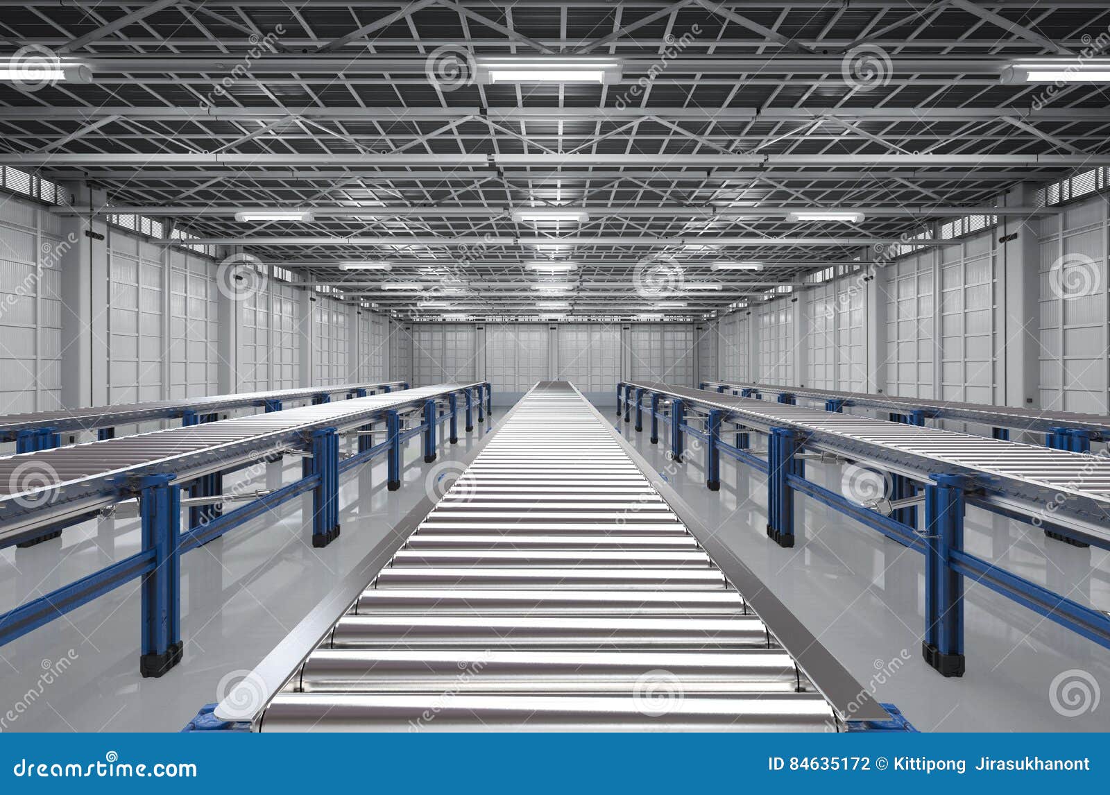 Empty Conveyor Belt in Factory Stock Illustration - Illustration of ...