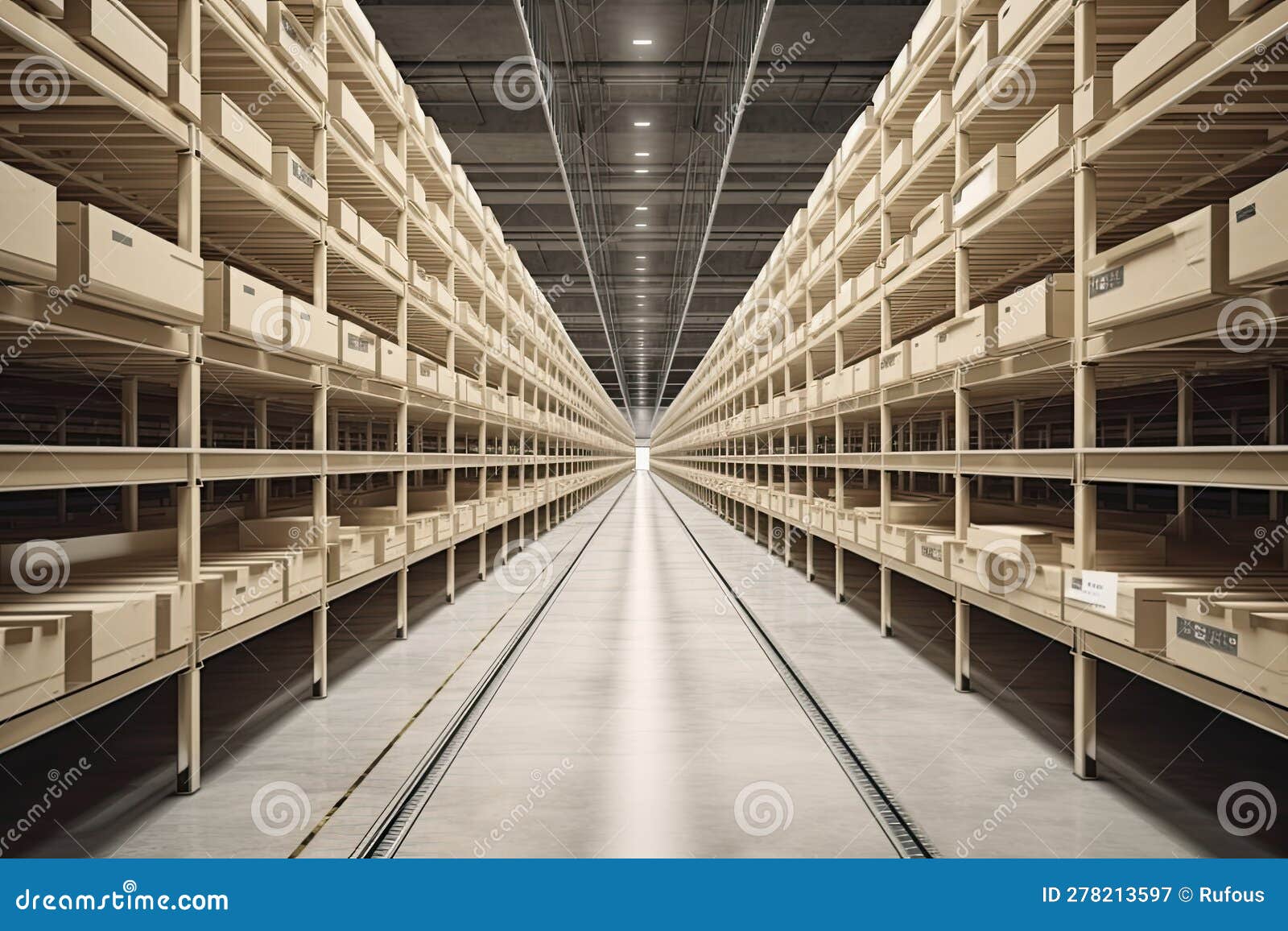 Empty Conveyor Belt Point of View, Empty Shelves in Large Shipping ...