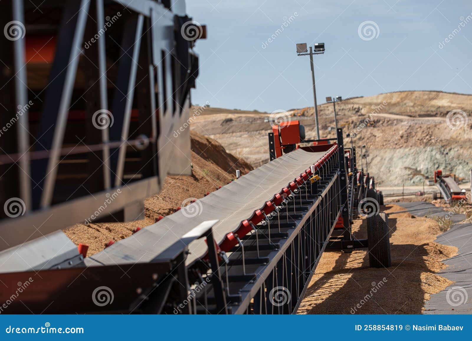 Empty Conveyor Belt Sits at a Mining Area Stock Image - Image of ...