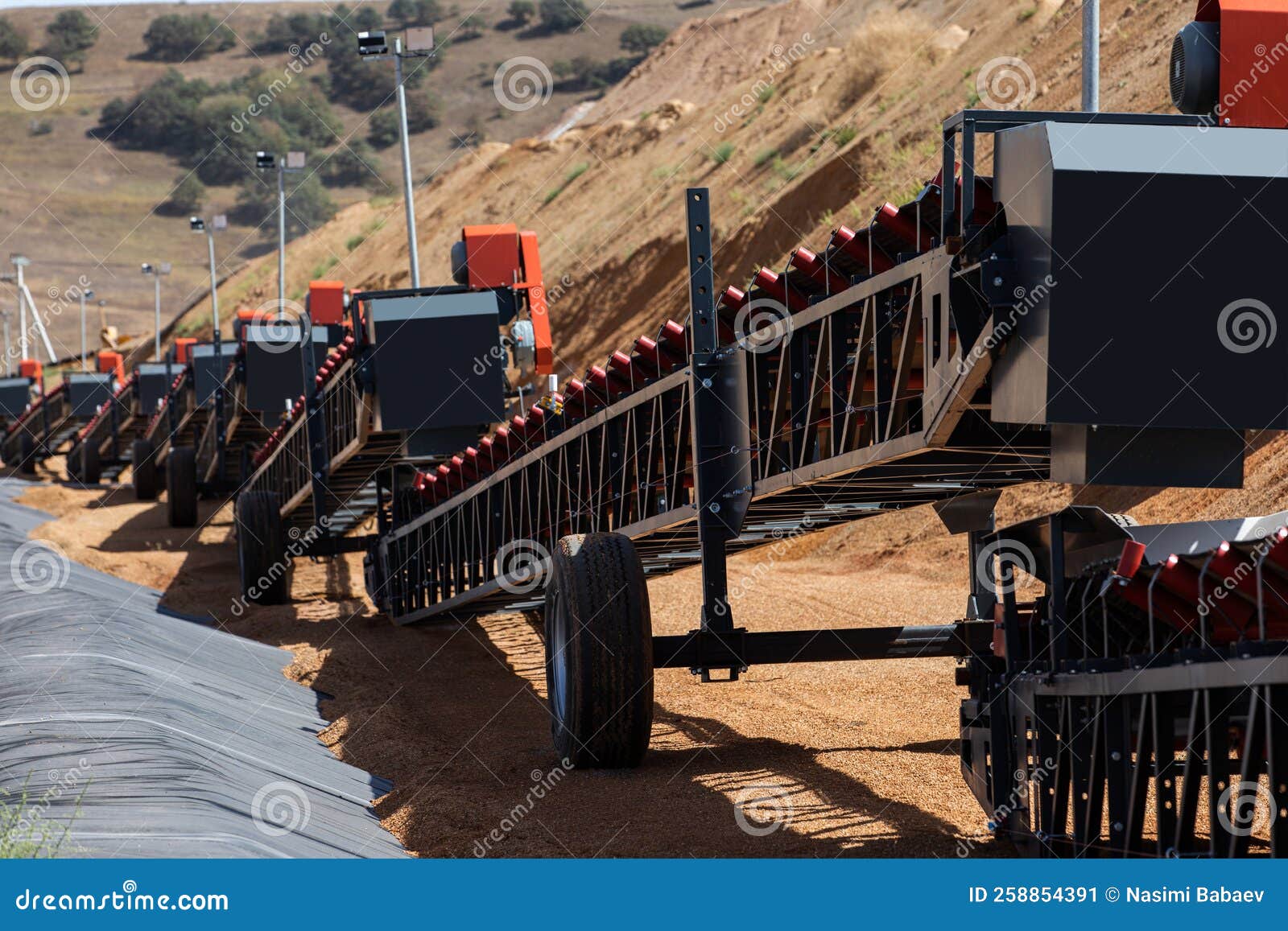 Empty Conveyor Belt Sits at a Mining Area Stock Image - Image of gold ...