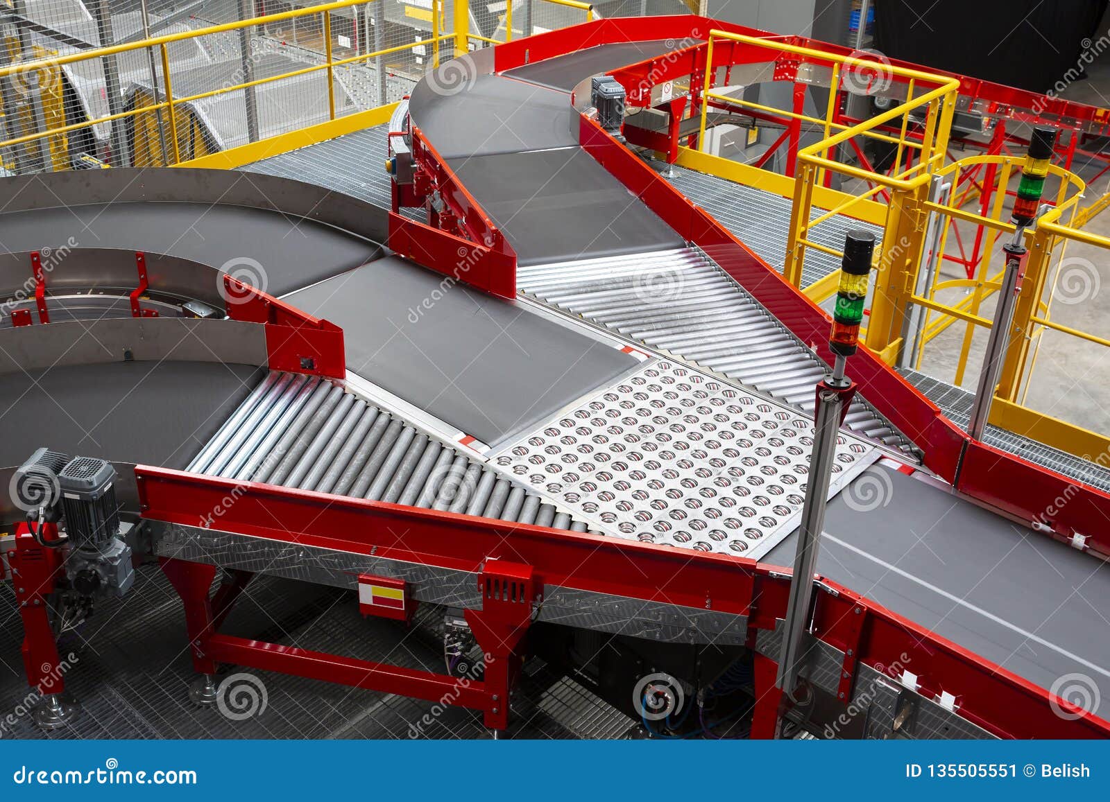 Conveyor Sorting Belt at Distribution Warehouse Stock Image - Image of ...
