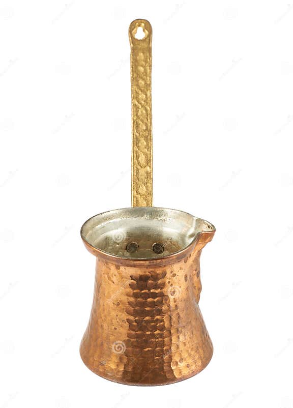 Empty Copper Cezve Isolated Stock Image - Image of aroma, background ...