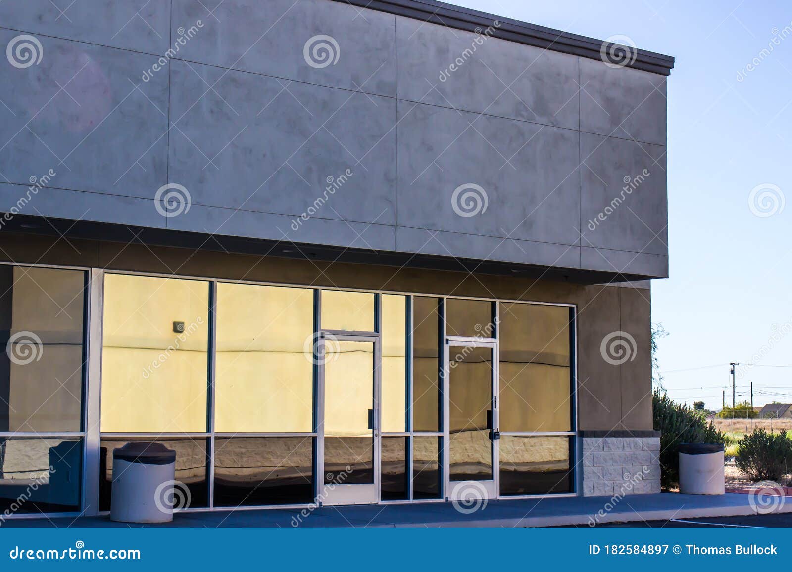Empty Corner Commercial Storefront Building Stock Image - Image of ...