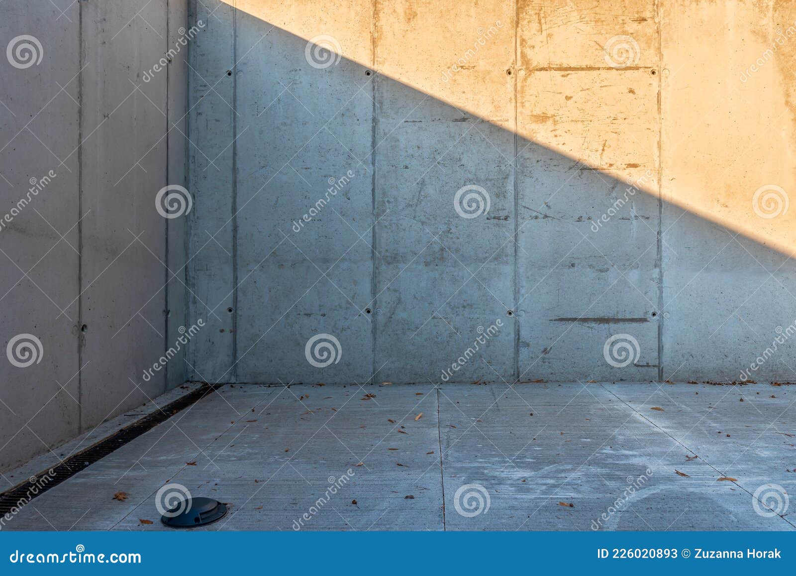 Empty Corner Outside the Building, Walls and Floor Made of Concrete ...