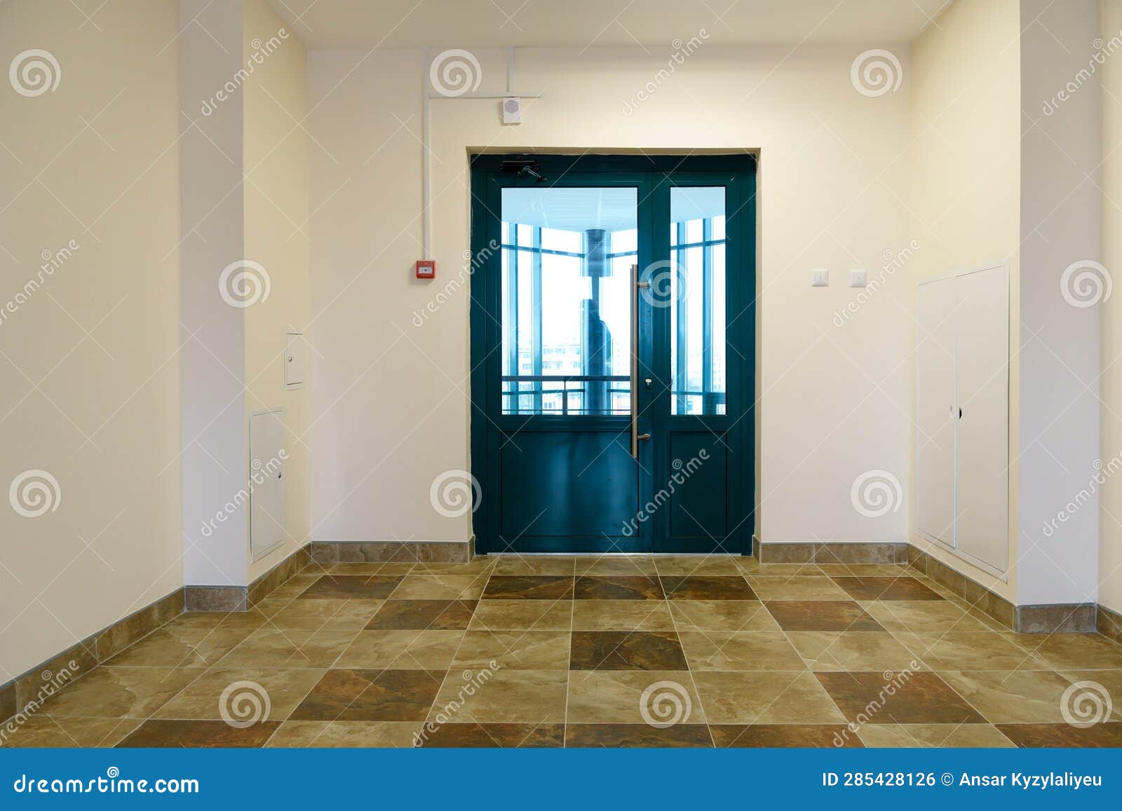 An Empty Corridor in an Office Building. Closed Doors To the Office and ...