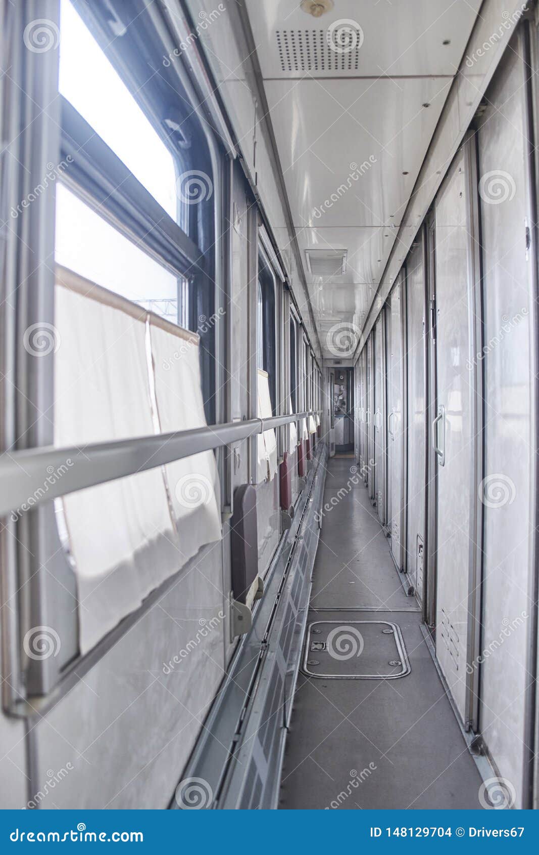 Empty Corridor in the Train Car. Close Up Stock Photo - Image of modern ...