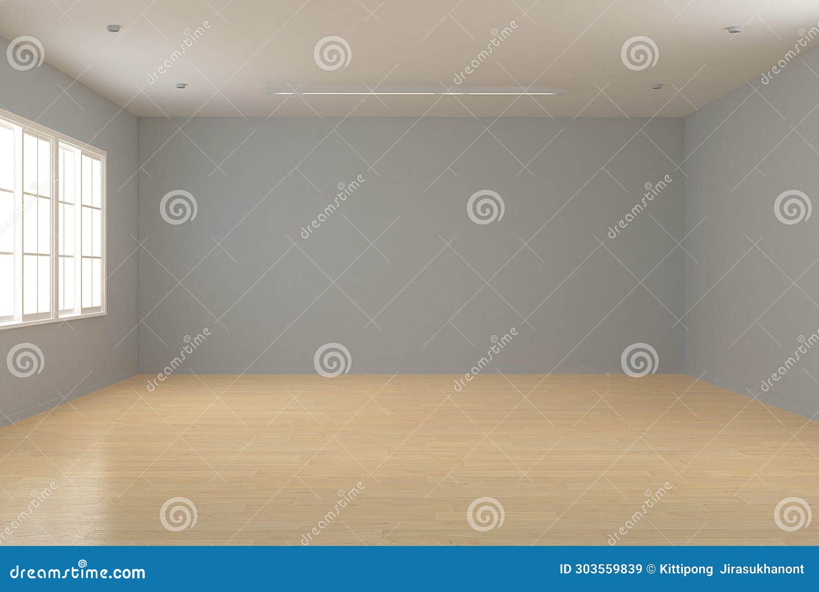 Empty Cosy Room Interior with Wooden Floor and Grey Wall Stock ...