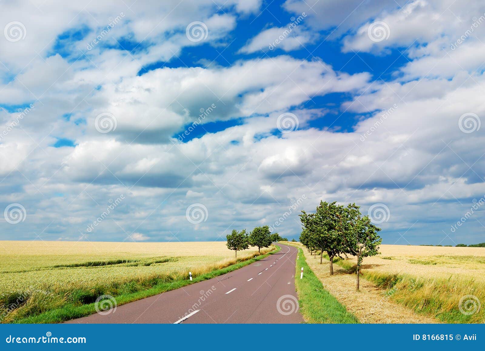 Empty Countryside Landscape In Sunny Winter Day With Snow Covering The ...