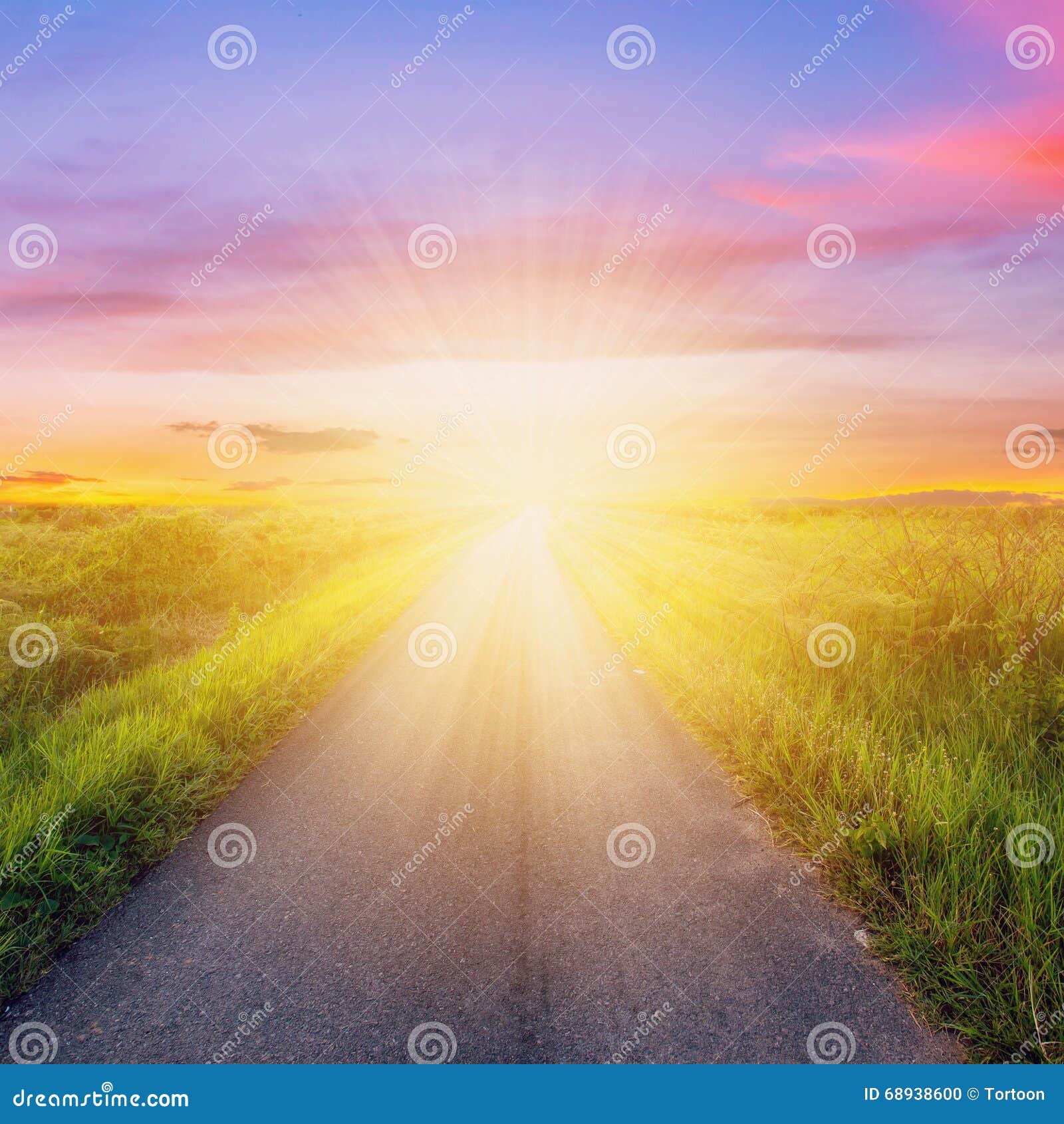 Empty Countryside Road and Sunset Sky Stock Photo - Image of landscape ...