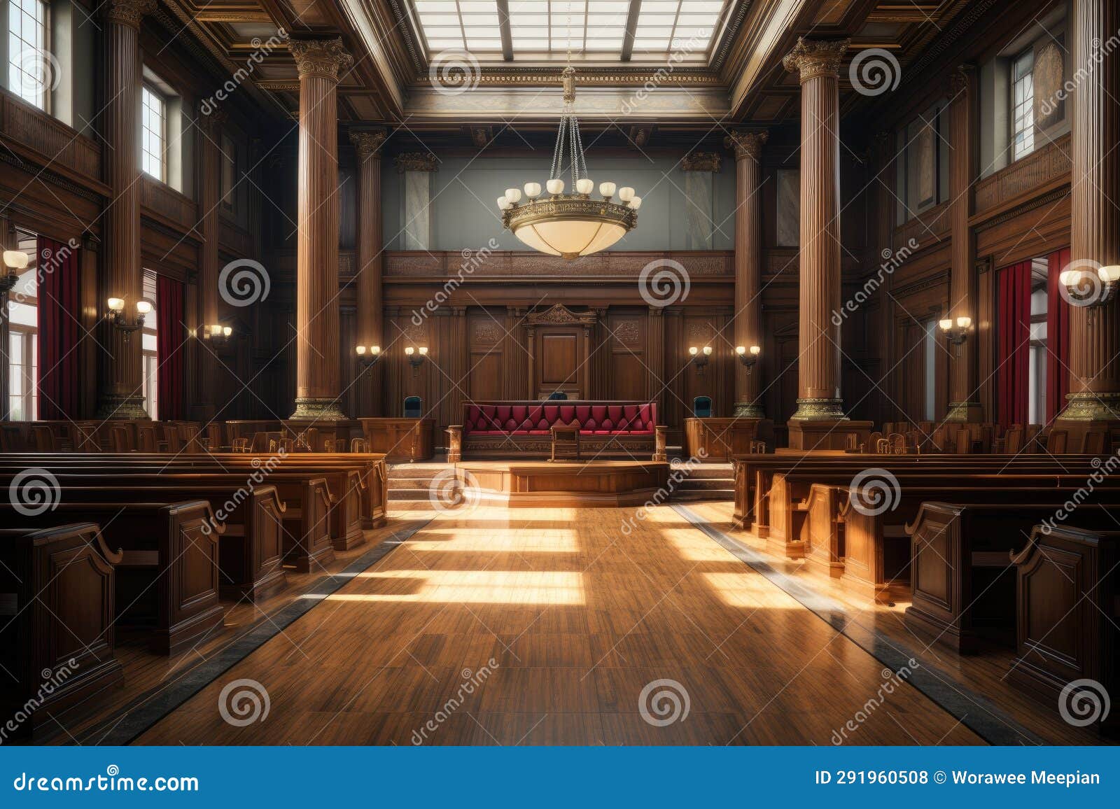 Empty Court Hall. Lawyer and Judge Concept Stock Illustration ...