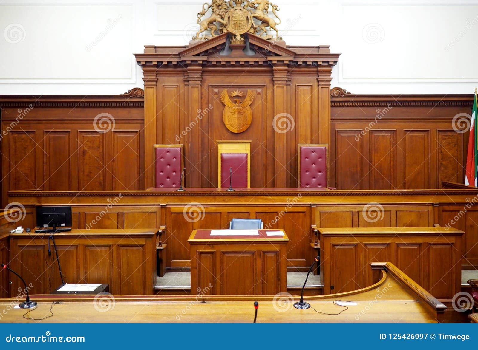 Empty Courtroom, with Old Wooden Paneling Stock Image - Image of order ...