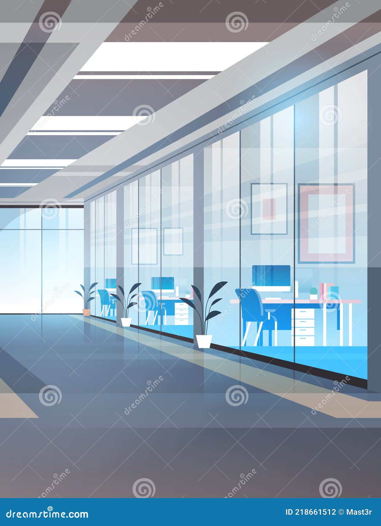 Empty Coworking Area No People Open Space Modern Office Interior Stock ...