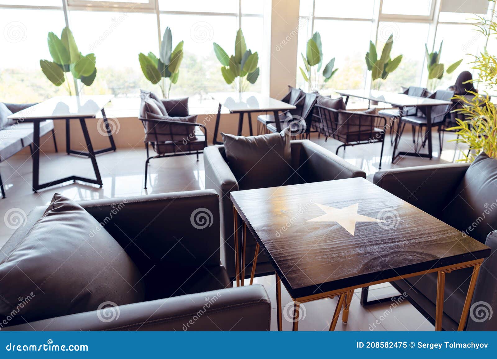 Empty Cafe or Restaurant Interior at a Daytime Stock Image - Image of ...
