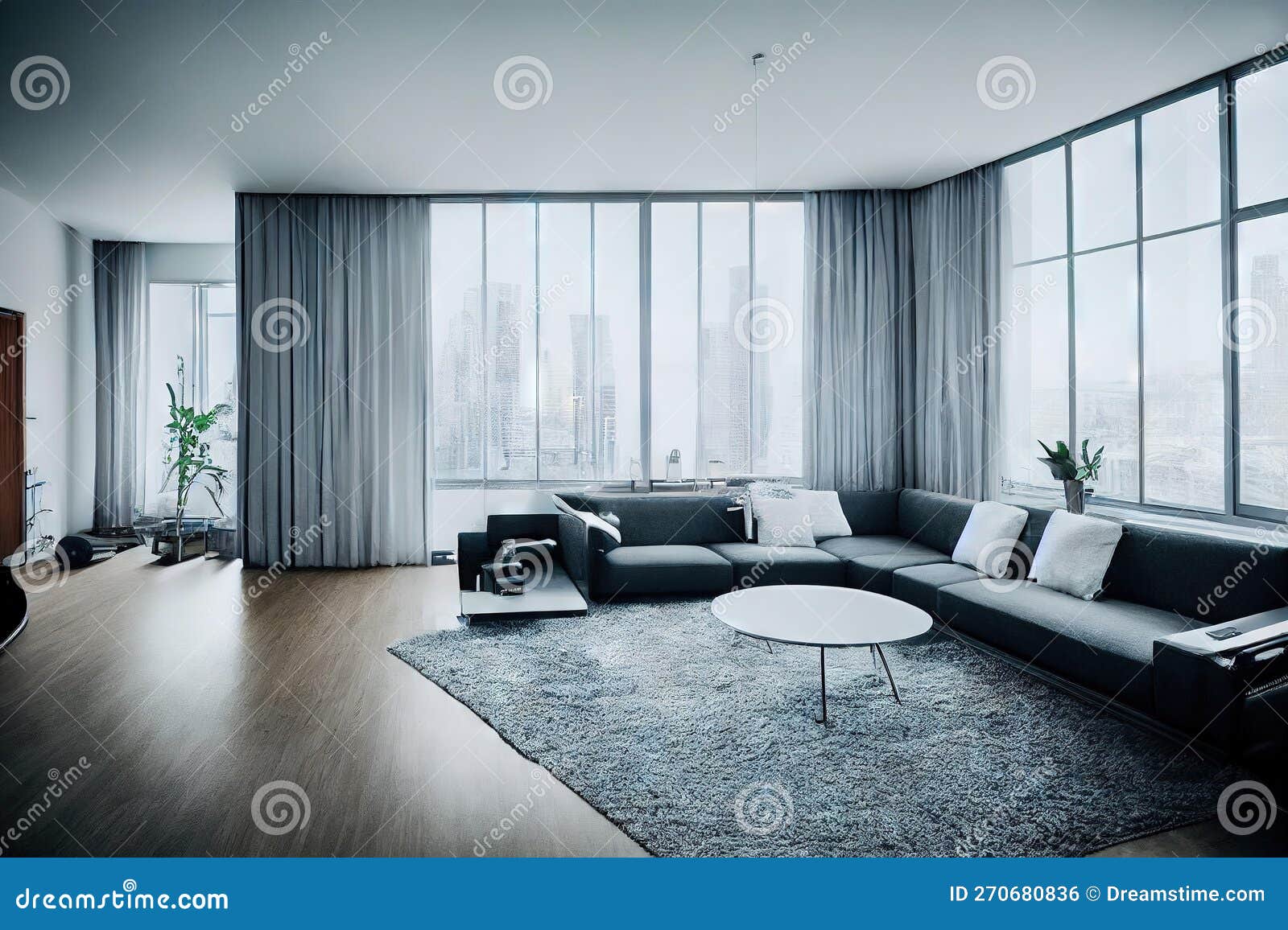 Empty Cozy Loft Living Room, No People. Stock Illustration ...