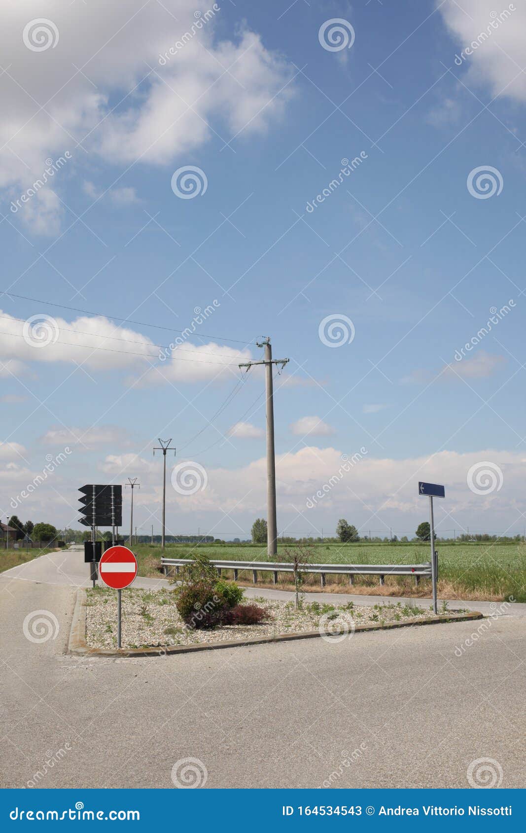 Empty Crossroad in Country Side with Copy Space for Your Text Stock ...