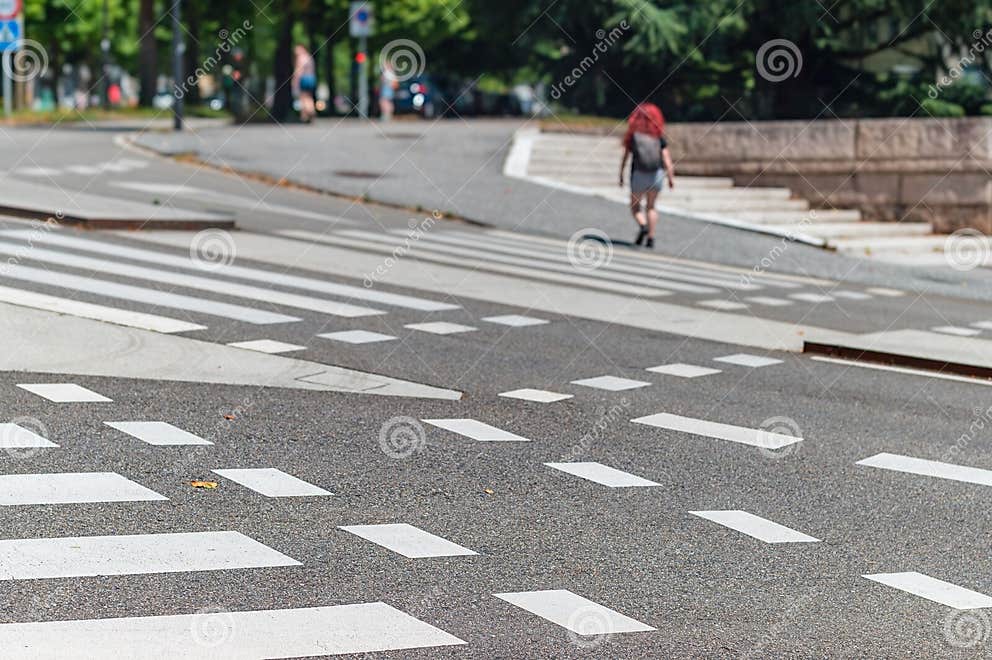Empty Crosswalk in an Urban Park Setting Stock Photo - Image of ...