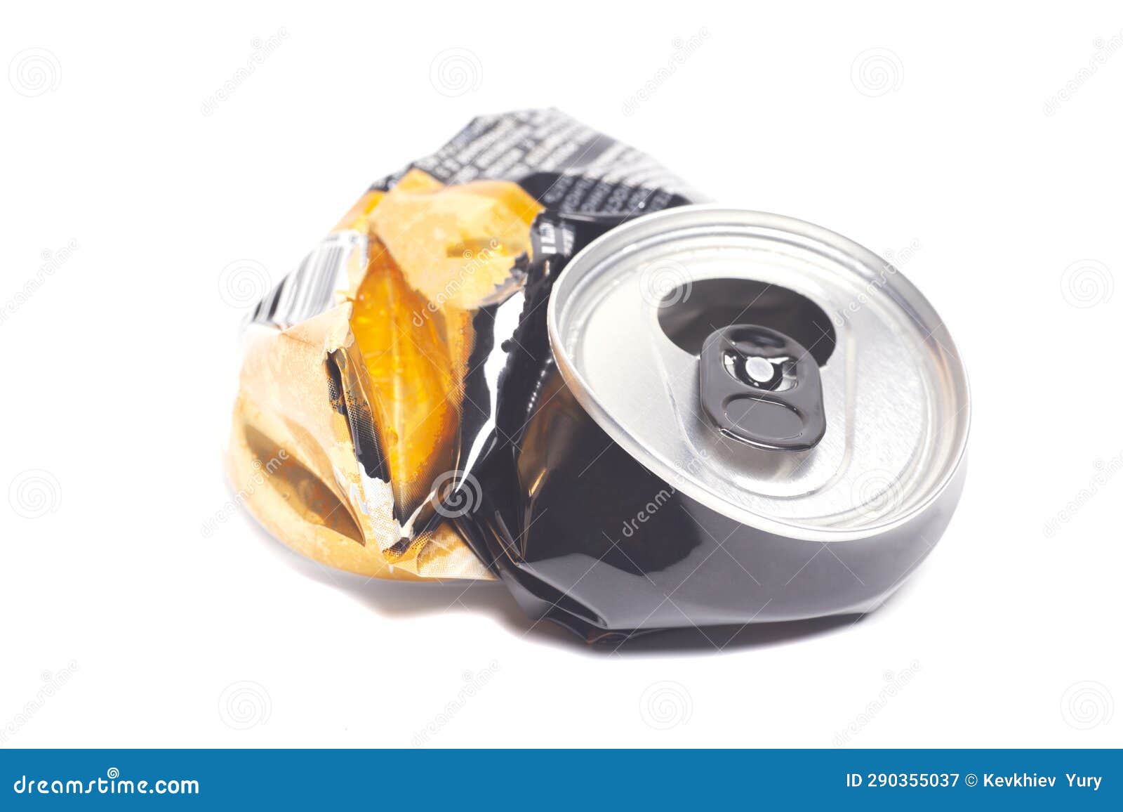 Empty Crumpled Can from Energy Drink or Beer Stock Image - Image of ...
