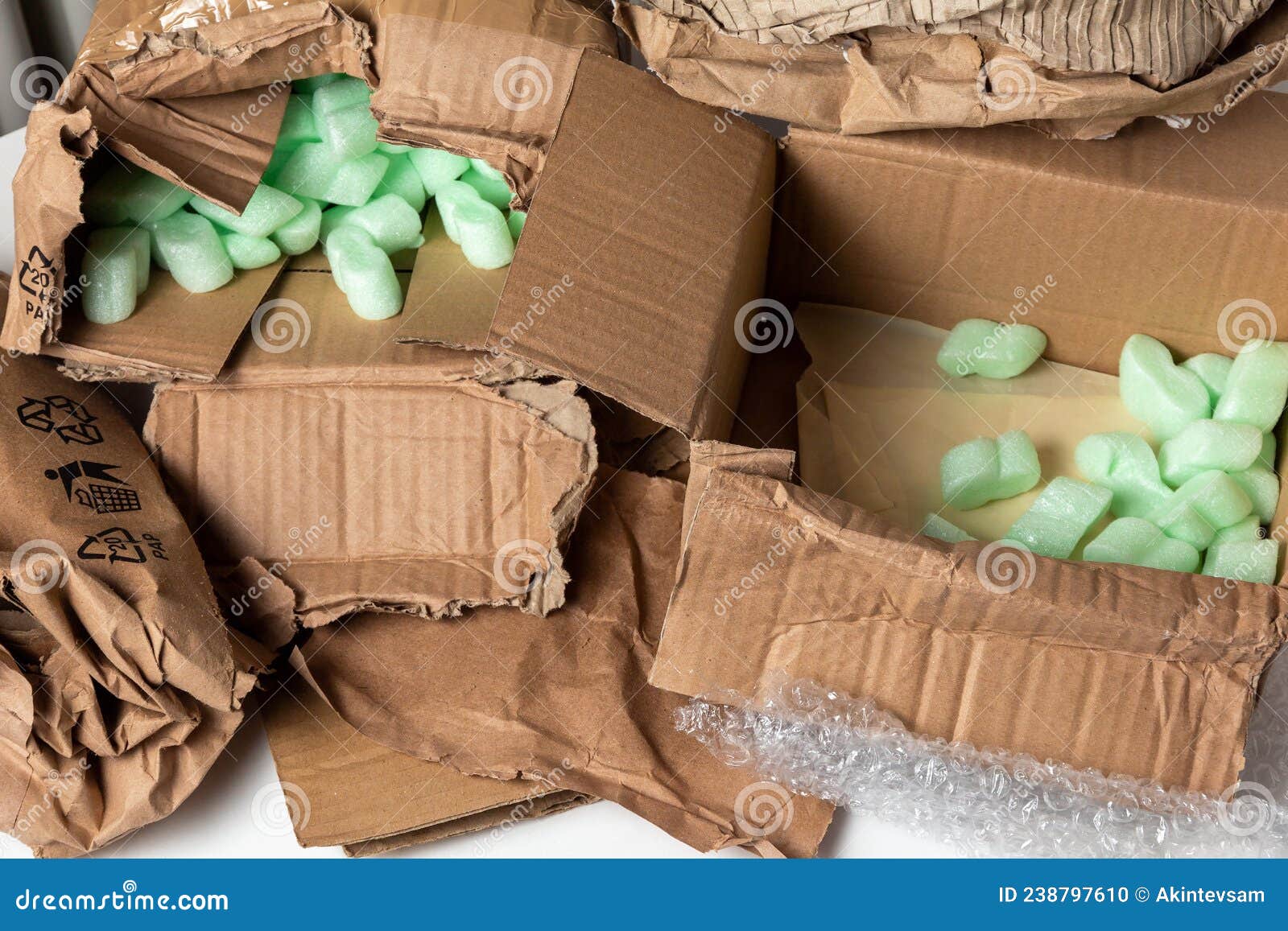 Empty Crumpled Soft-filled Cardboard Boxes Stock Photo - Image of ...