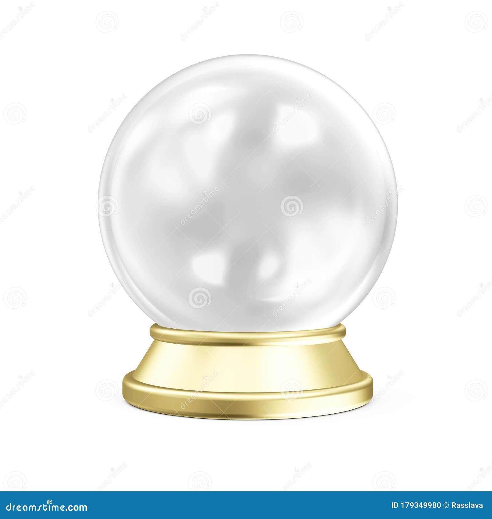 Empty Crystal Ball with Golden Stand Isolated on White Background ...