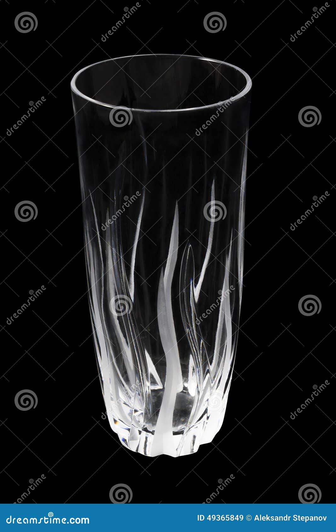 Empty Crystal Glass for Juice or Water on a Black Background Stock ...