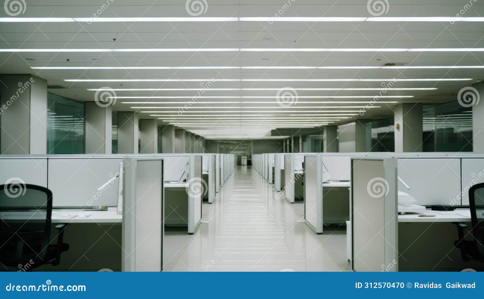 Empty Cubicles In A Sleek And Modern Office Stock Photography ...