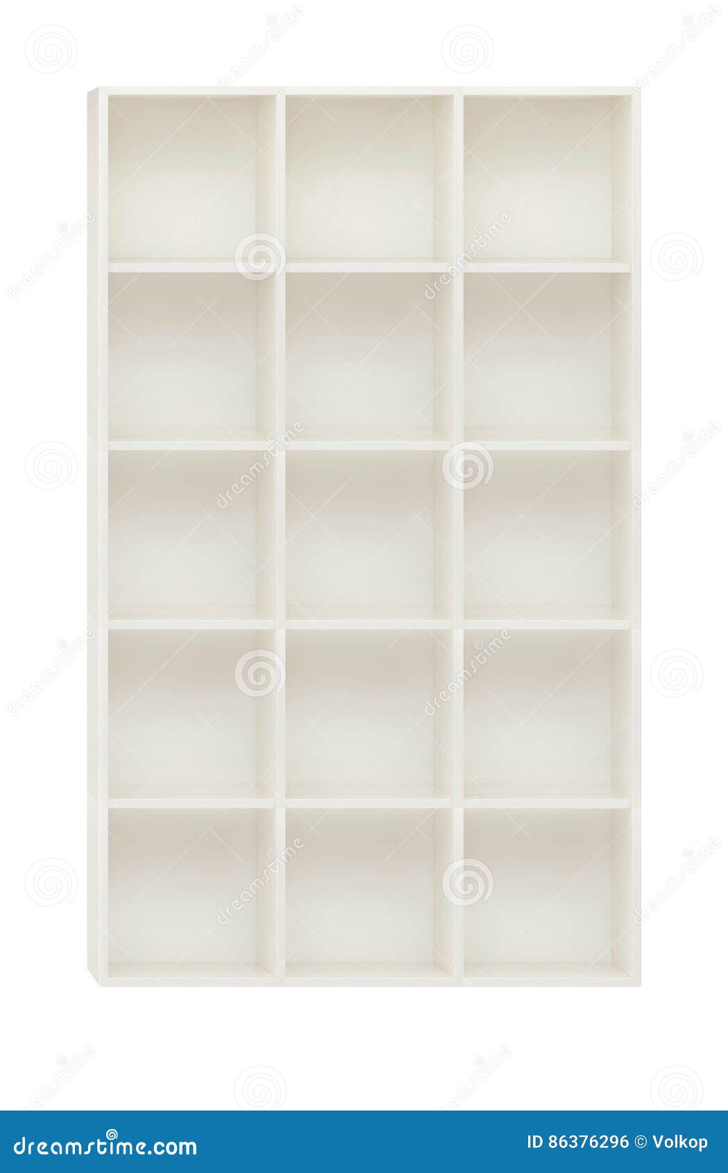 Empty Cupboard in the White Wooden Shelves Isolated on White Stock ...