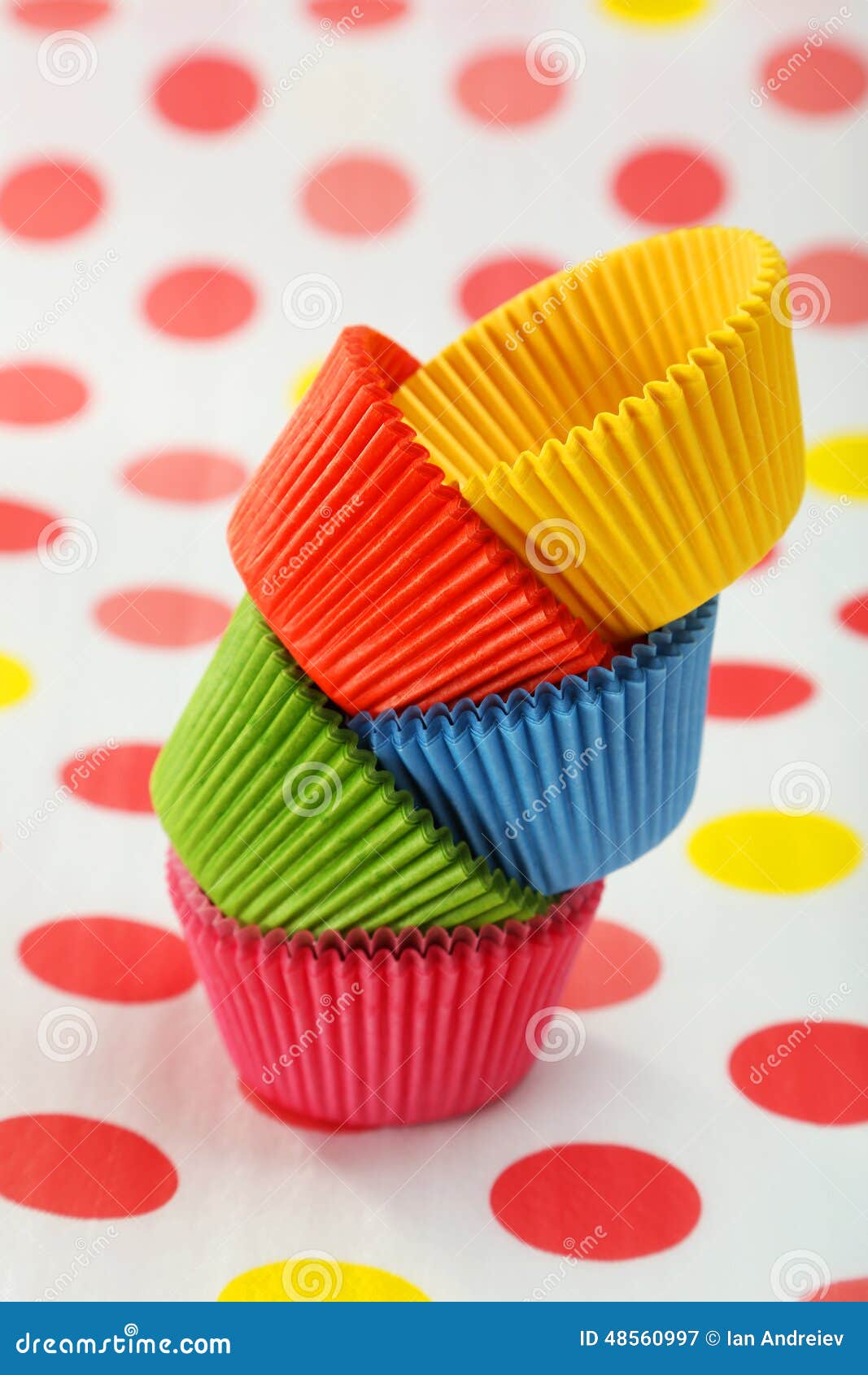 Empty Cupcake Cases on the Colorful Background Stock Image - Image of ...