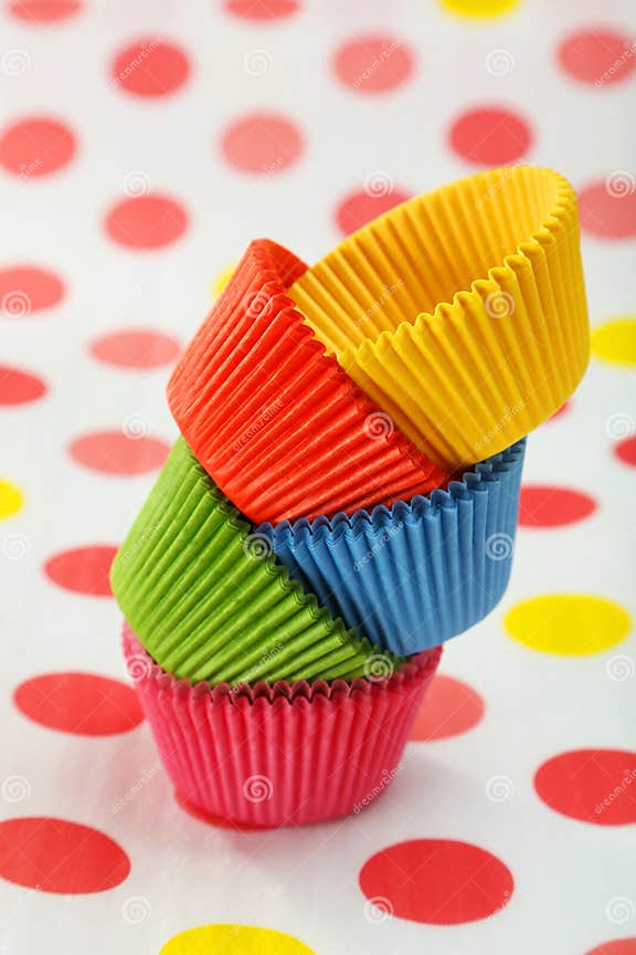 Empty Cupcake Cases on the Colorful Background Stock Image - Image of ...