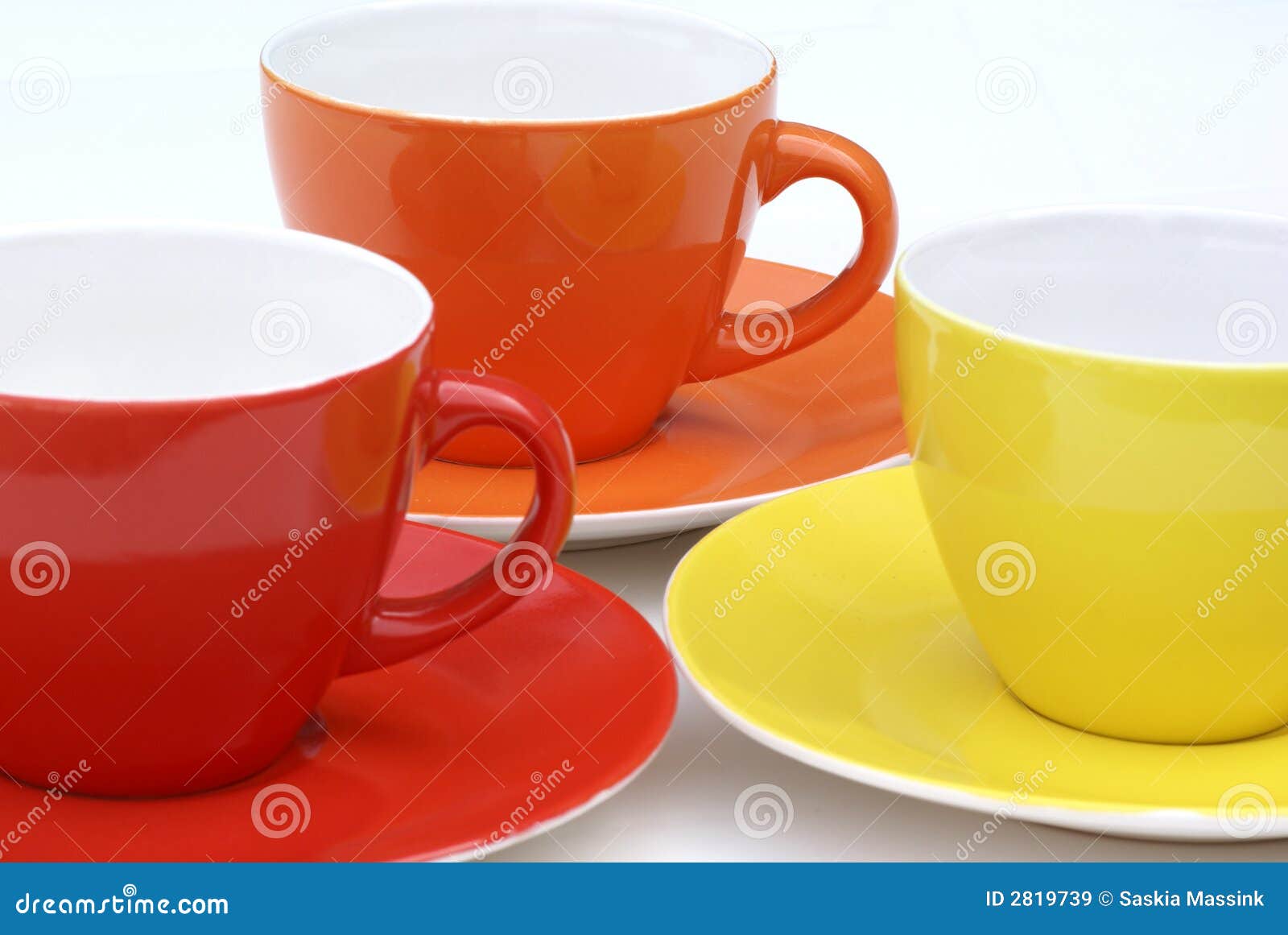 Empty cups. stock image. Image of spoon, saucer, yellow - 2819739