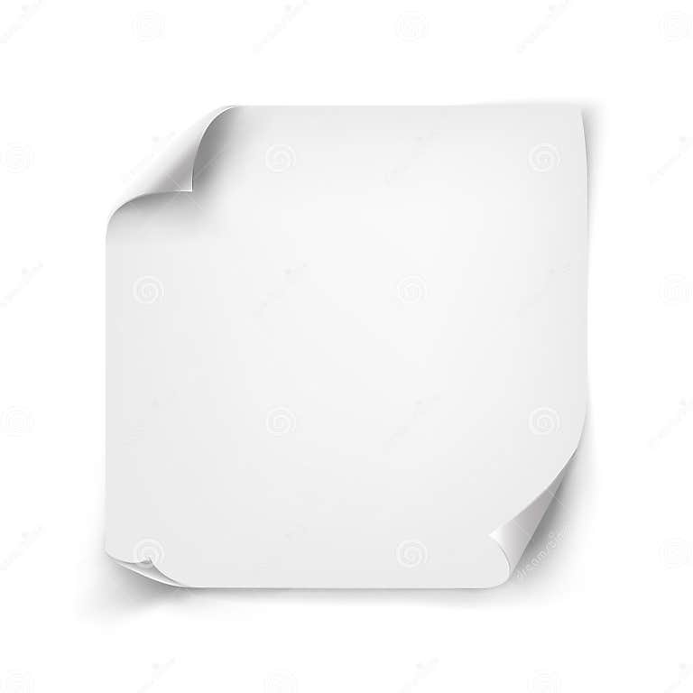 Empty Curl Paper Sheet. Vector Note Page Blank Message Background with ...