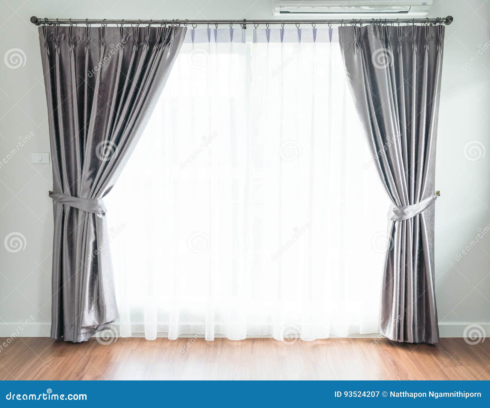 Empty Curtain Interior Decoration in Living Room Stock Image - Image of ...