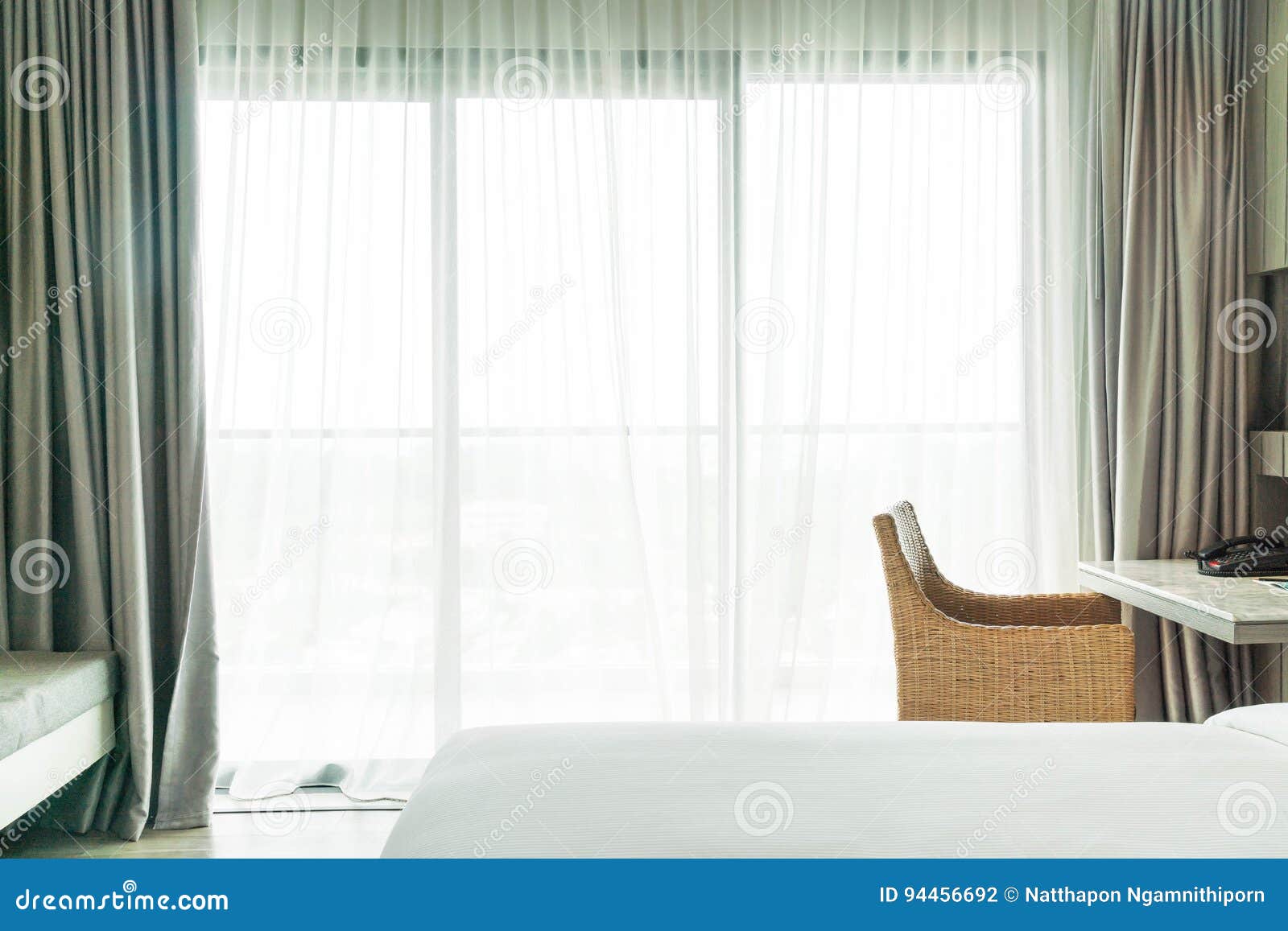 Empty Curtain Interior Decoration in Living Room Stock Photo - Image of ...