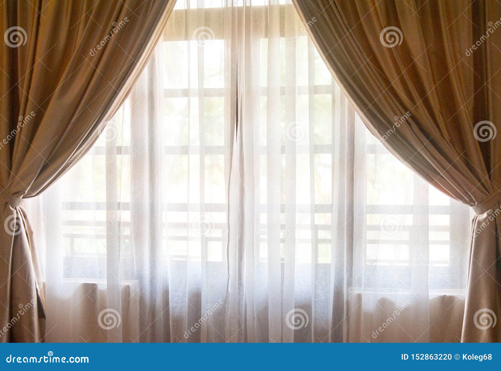 Empty Curtain Interior Decoration on Window in Bedroom Stock Photo ...